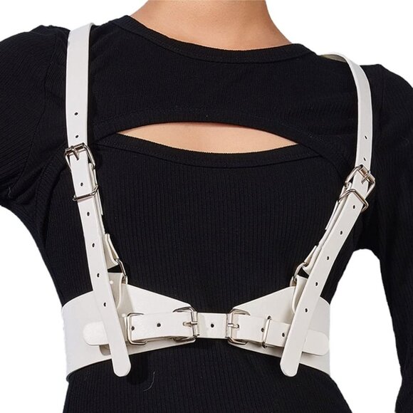 Accessories | Gothic White Leather Wide Waist Belt Adjustable Punk Rave ...